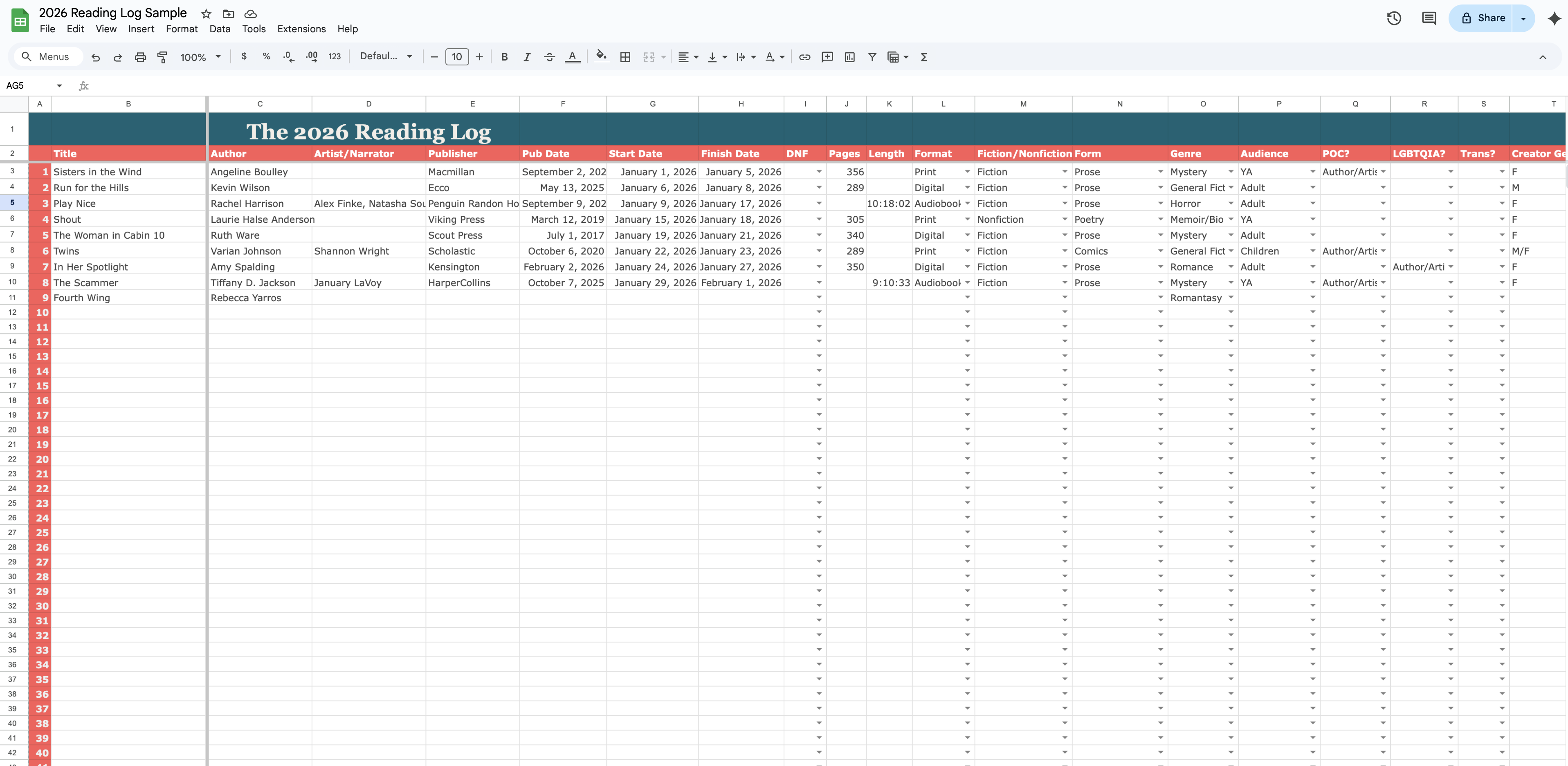 Introducing the 2026 Reading Log! – Tirzah Price