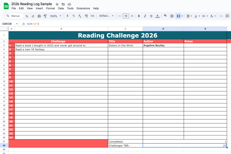 Introducing the 2026 Reading Log! – Tirzah Price